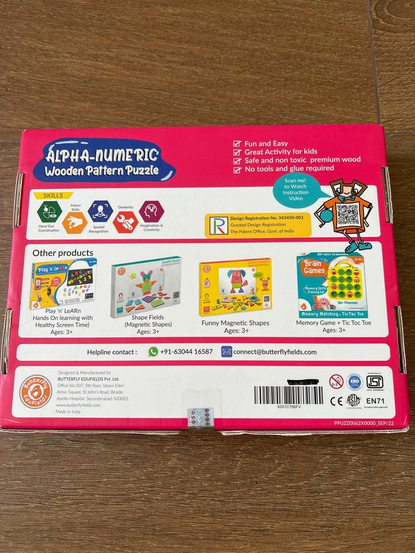 Alpha-Numeric Wooden Pattern Puzzle, Hobbies & Toys, Toys & Games on ...