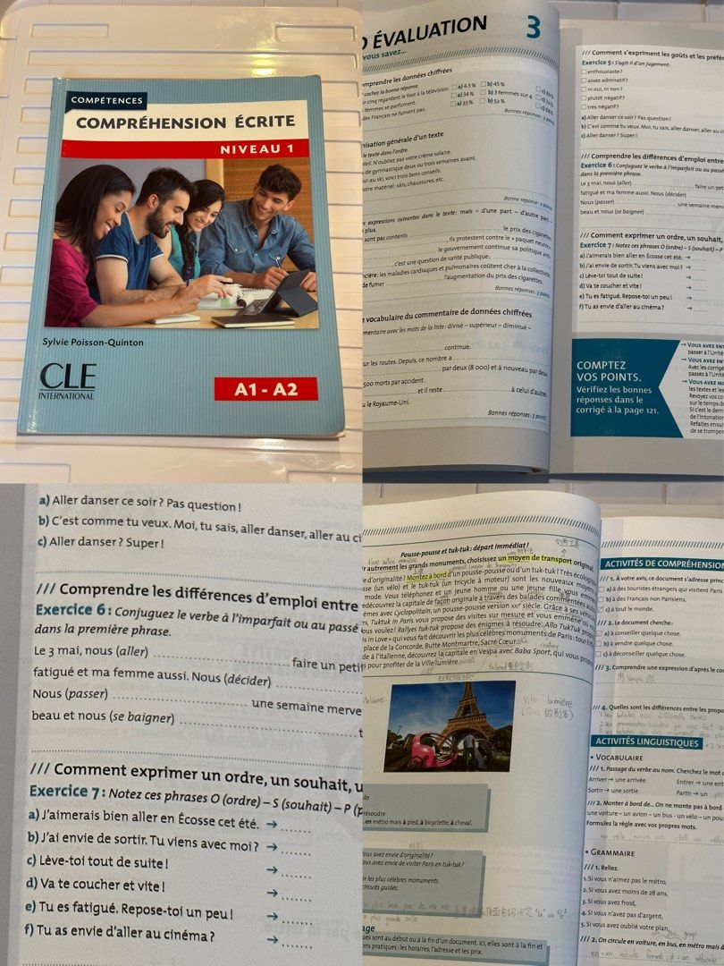 法文教科書｜Compréhension écrite niveau 1 (A1-A2) - 課本+解答, 書籍、休閒與玩具, 書本及雜誌, 教科書、參考書在旋轉拍賣