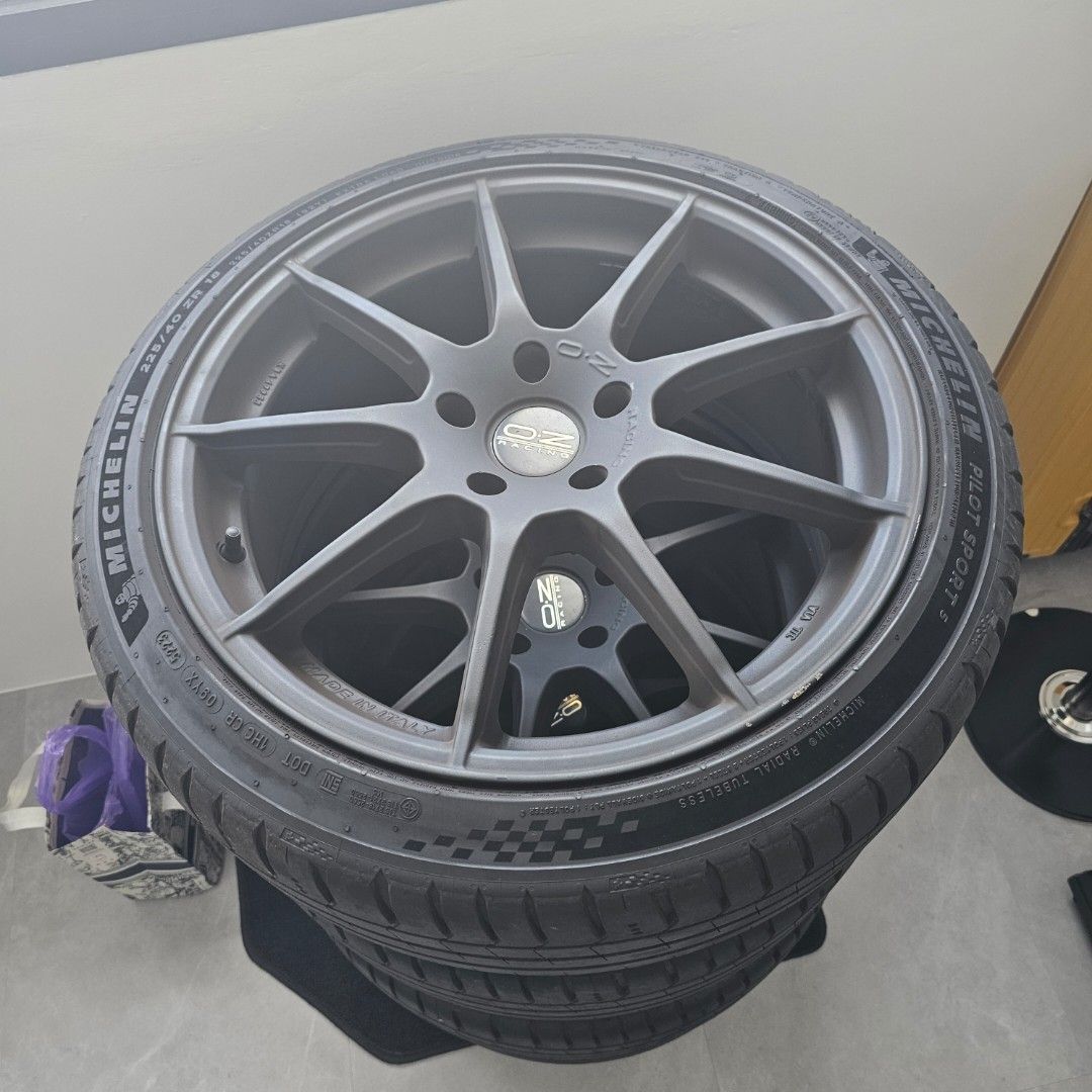 [Dekit] 1 set of Matt Black OZ Racing Omnia with 225/40/18 Michelin PS5 ...
