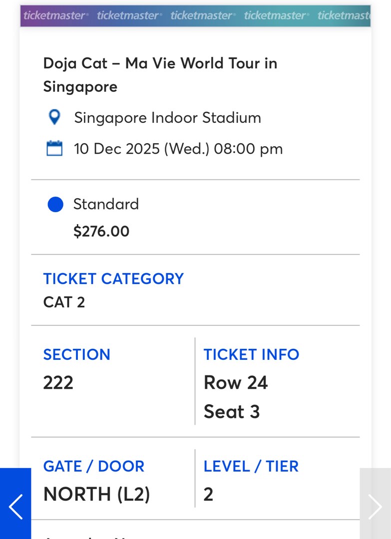 Doja Cat - Ma Vie World Tour - Singapore - CAT 2, Tickets & Vouchers ...