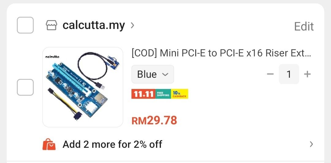 External GPU Riser, mini pcie to pcie x16, Computers & Tech, Parts ...