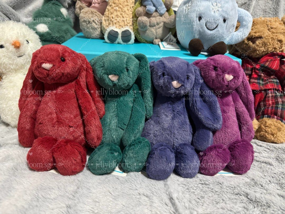 FULL SET Authentic Jellycat Bashful Redcurrant Teal Saffyre Allium Bunny, Hobbies & Toys, Toys ...