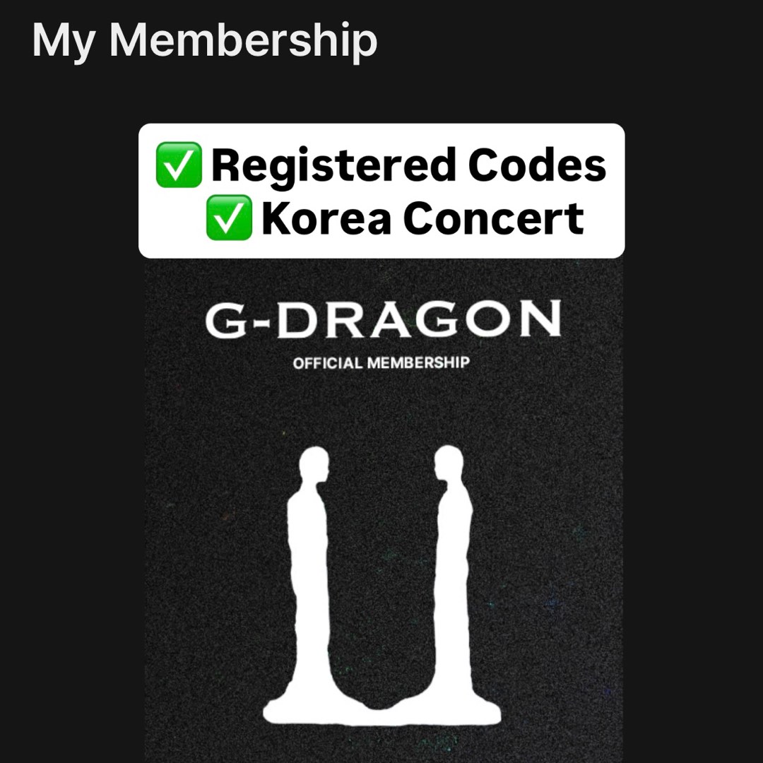 🇰🇷G-Dragon GD GDragon b.stage Codes Presale Membership Number Incheon ...