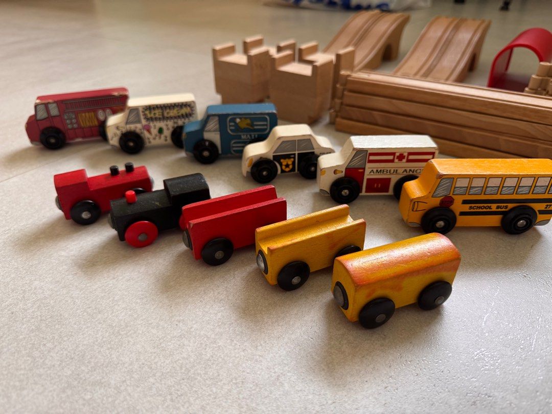 IKEA Wooden Train Set with Tracks, Trains, and Signs, Hobbies & Toys ...