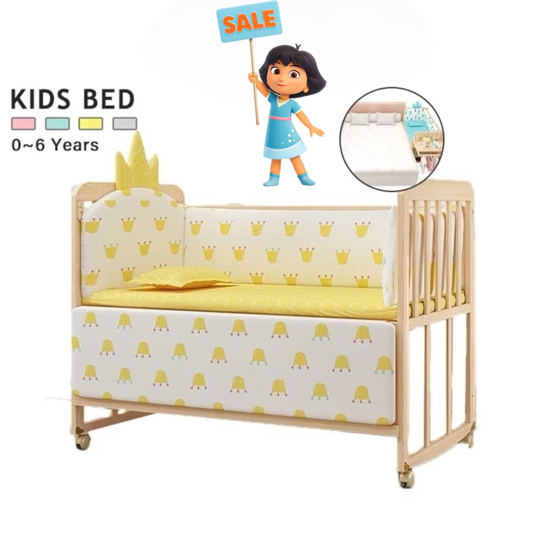 Multifunctional Baby Bed Crib Cradle Solid Wood Splicing Big Bed For ...