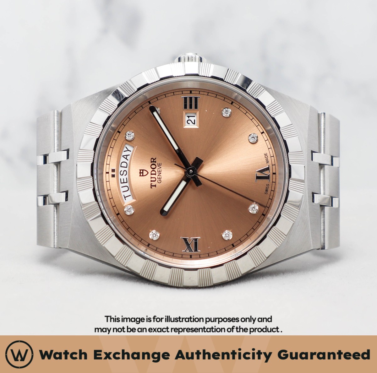 New Tudor Royal Bracelet 28600 Salmon w 8 Points Diamond Dial Z17153 ...