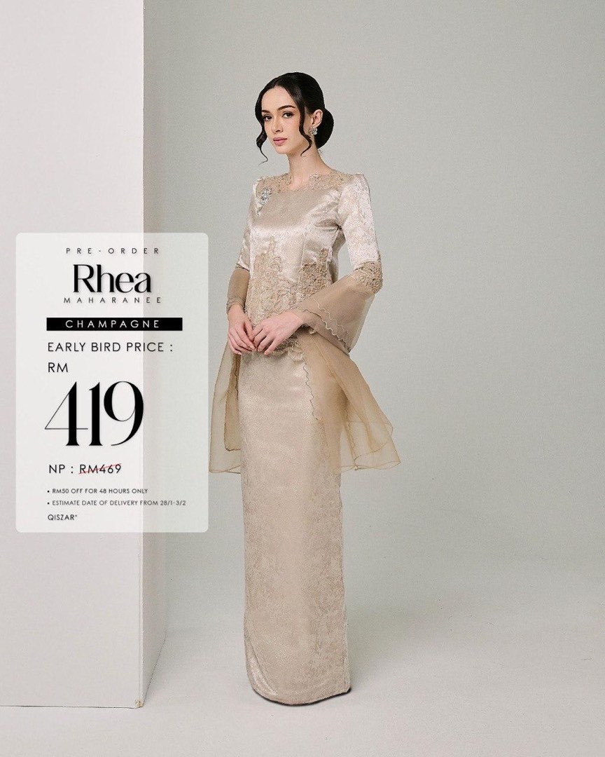 QISZAR Rhea Kurung set in Champagne, Women's Fashion, Muslimah Fashion, Baju Kurung & sets on ...