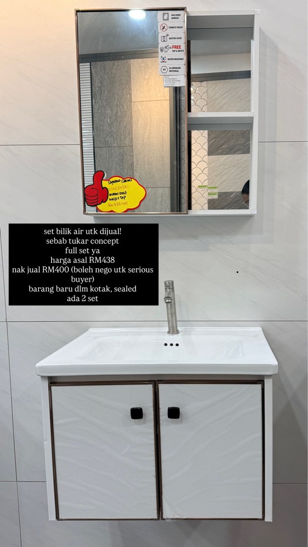 Set Bilik Air Superino Vanity with Mirror, Furniture & Home Living ...