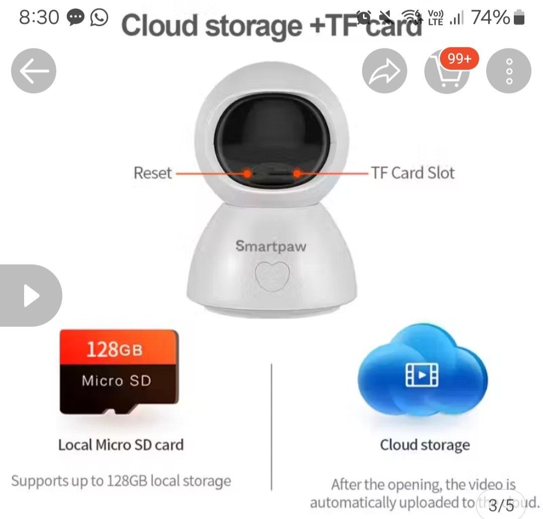 SMARTPAW Pet Baby Camera AI WiFi Moveable CCTV, Furniture & Home Living ...