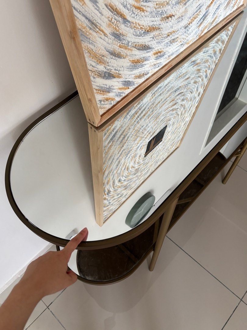 SSF Gold Metal and Mirror Top Console Table, Furniture & Home Living ...
