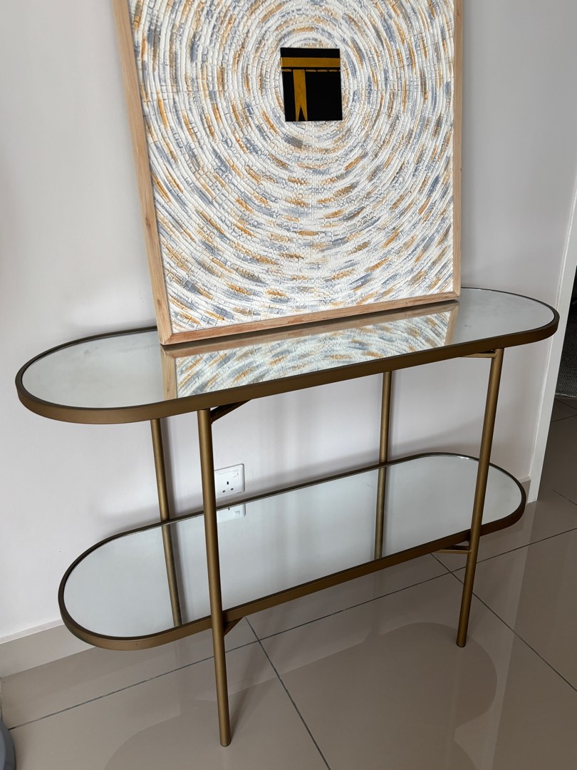 SSF Gold Metal and Mirror Top Console Table, Furniture & Home Living ...
