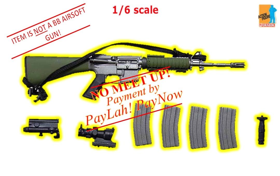 1:6 scale DRAGON M4 Carbine A2 (Green Butt Stock & Handguard) with ...