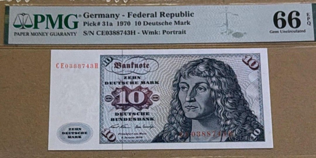 1970 Germany 🇩🇪 10 Deutsche Mark Note PMG 66EPQ, Hobbies & Toys ...