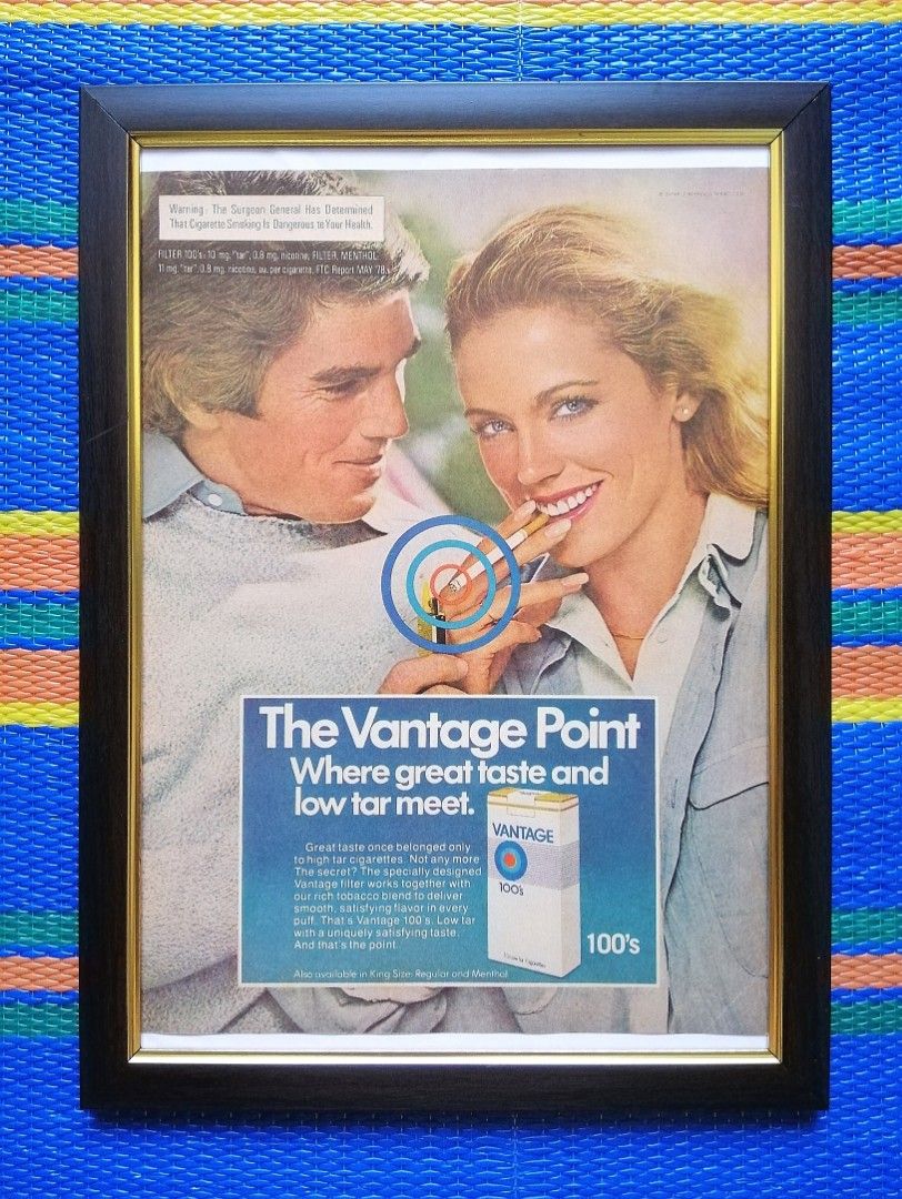 1978 - VINTAGE VANTAGE C¡GARETTE POSTER FRAMED © 1978 COPYRIGHT IKLAN ...