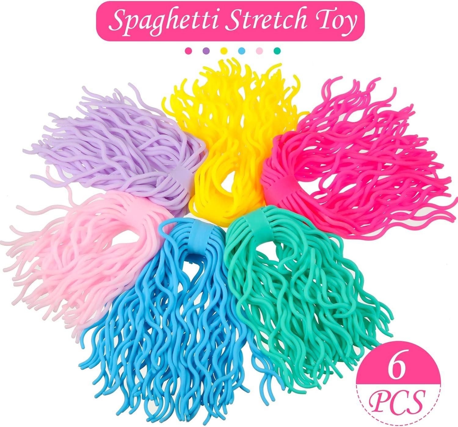 6 Pieces Stretchy Spaghetti Ball Fidget String Noodles Sensory Toy ...
