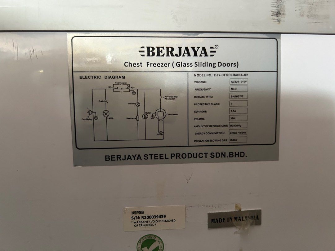Berjaya Chest Freezer (Glass Sliding Doors), TV & Home Appliances ...
