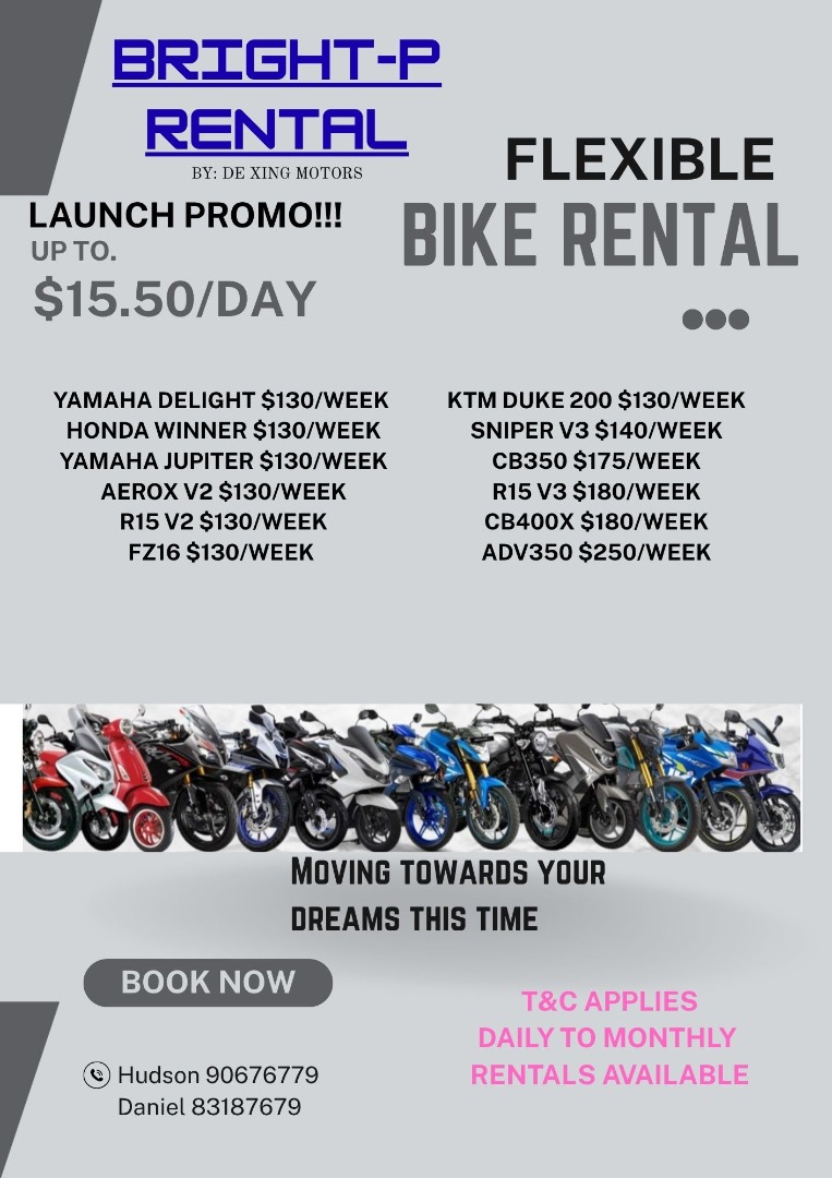 Bright-P Rental LAUNCH PROMO!!!! Up To $15.50/Day | Yamaha | Honda ...