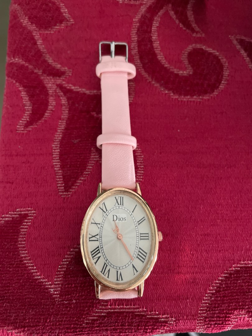 Dios Pink Leather Strap Watch, Women's Fashion, Watches & Accessories ...