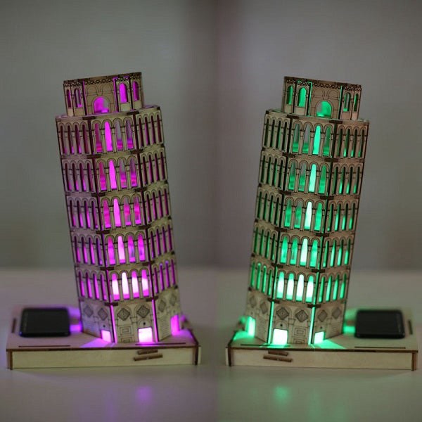 DIY 3D SOLAR WOODEN PUZZLE LEANING TOWER OF PISA TOY MODEL, Hobbies ...