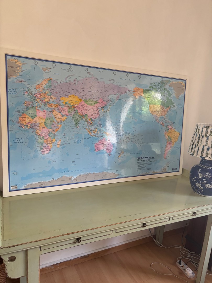Framed World Map, Furniture & Home Living, Home Decor Accessories ...