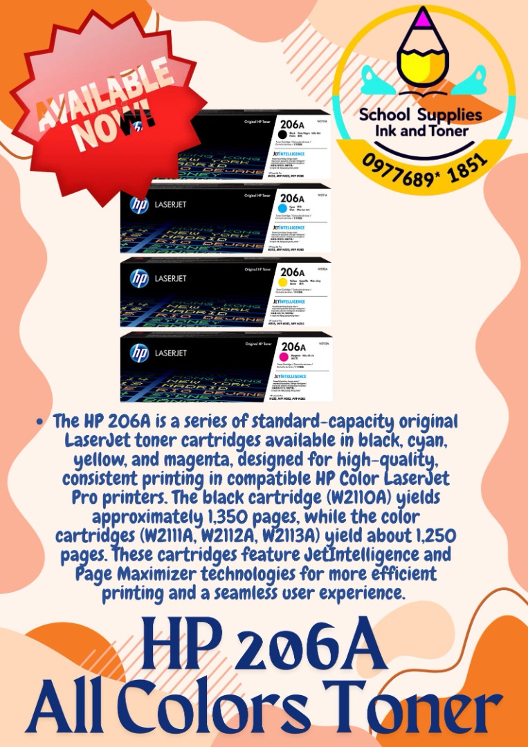 HP 206A Black Original LaserJet Toner Cartridge, W2110A, Computers ...