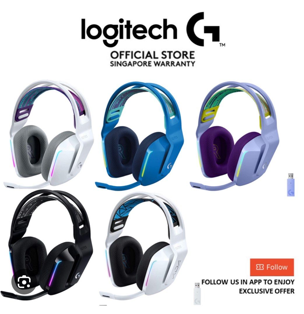 Logitech G733 LIGHTSPEED Wireless Gaming Headset, Audio, Headphones ...