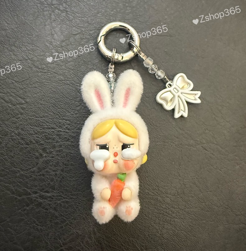[Premium Handmade] Cry Baby x White (furry) - Premium Bag Charm with ...
