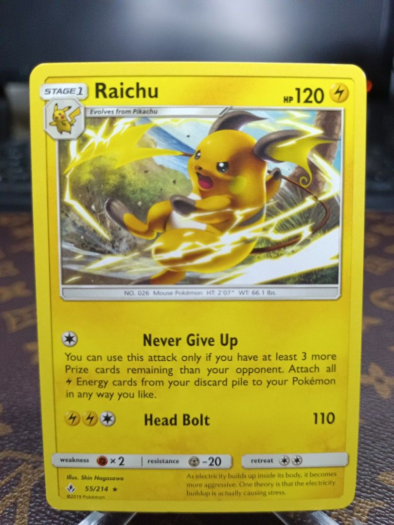 Raichu - 55/214 Rare (Unbroken Bonds) Pokemon Card 2019 (Shin Nagasawa ...