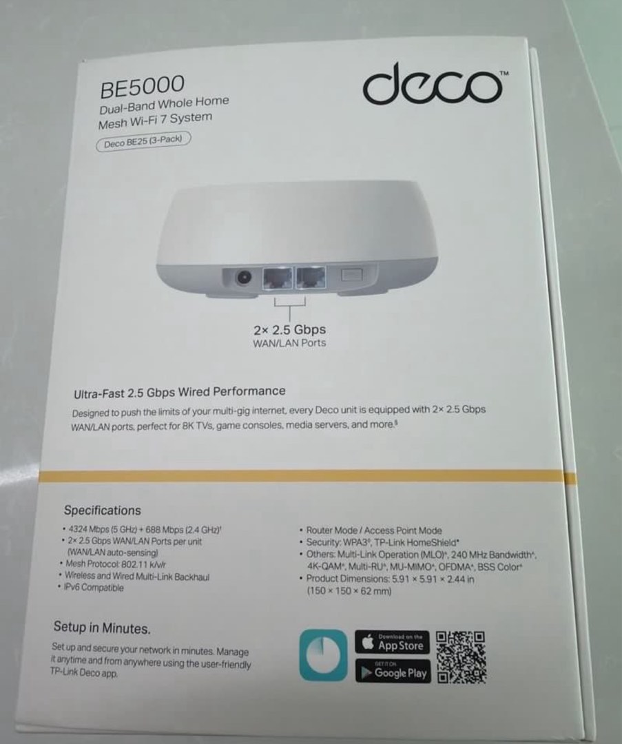 TP-Link Deco BE5000 Wi-Fi 7 Mesh System (3-Pack), Computers & Tech ...