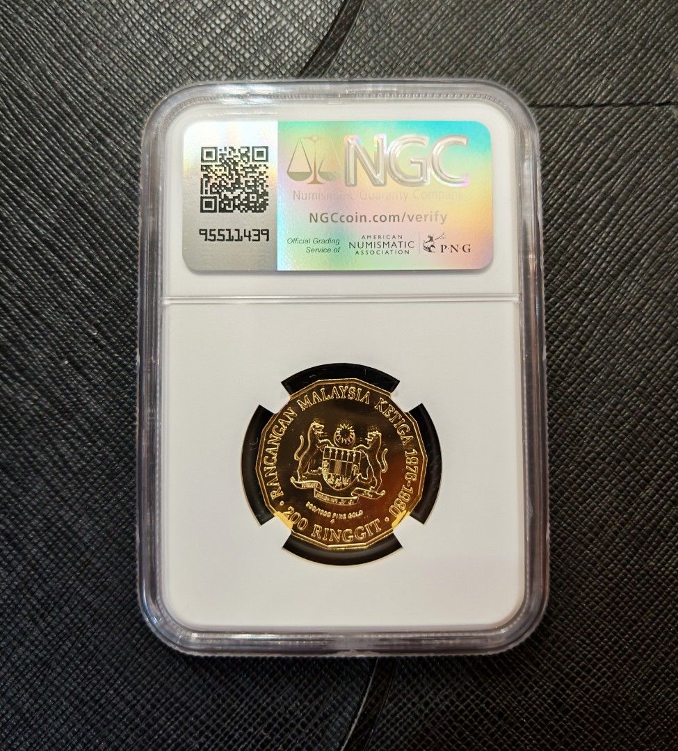🇲🇾 1976 Malaysia 200 Ringgit Commemorative Gold Coin... NGC MS 69 ...