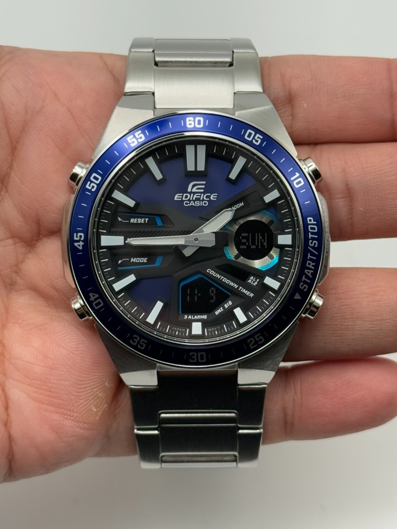 CASIO EDIFICE Analog Digital Stainless-Steel Men's Watch EFV-C110D-2A ...