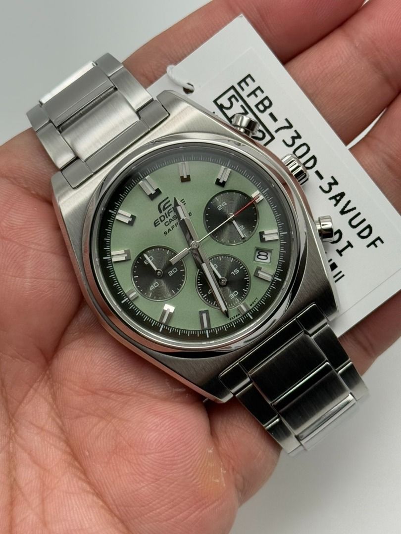 CASIO EDIFICE Chronograph Green Dial Stainless-Steel Men's Watch EFB ...