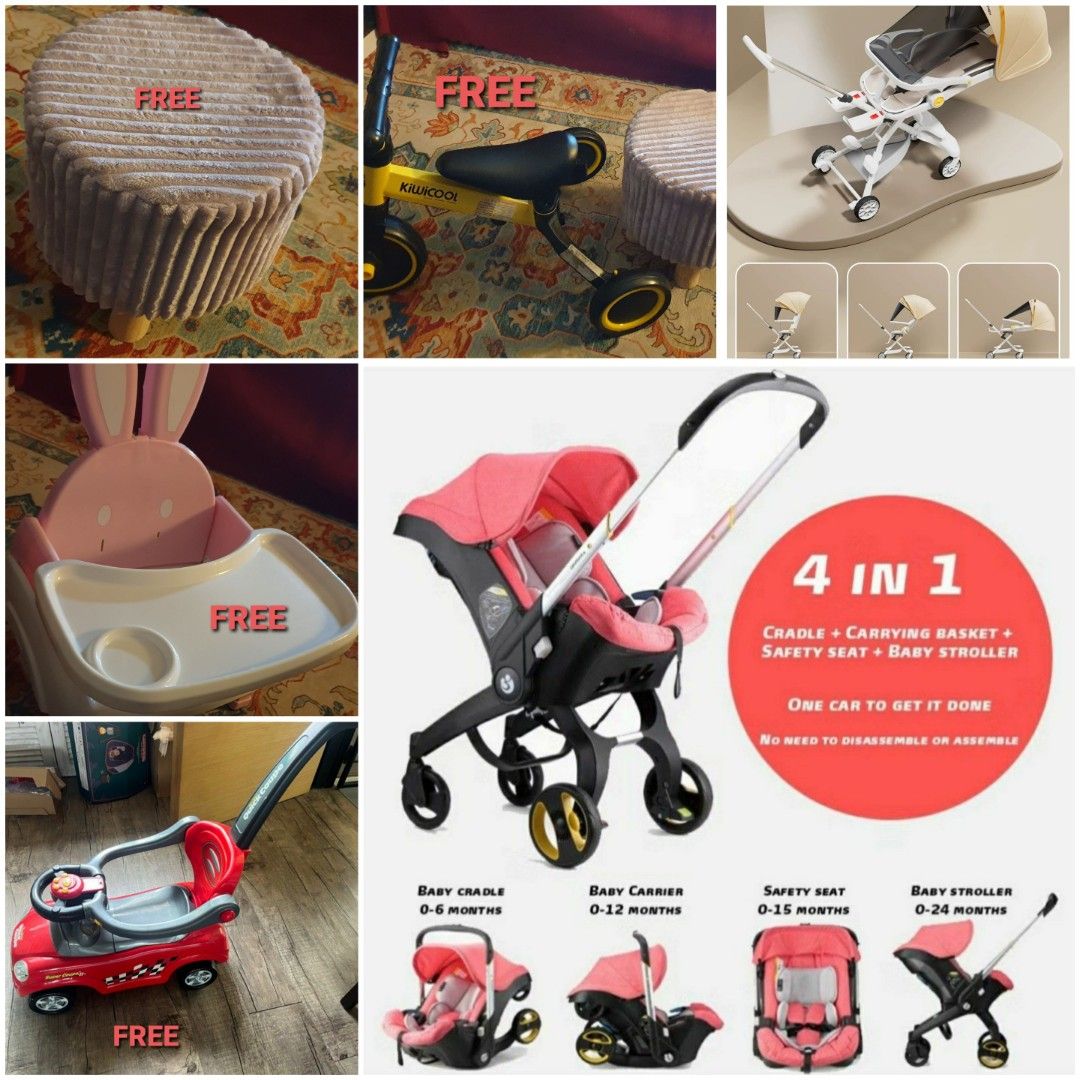 5 FREE, Newborn to 3-4 year old, 4 in 1 Carseat stroller, Stroller, leg ...