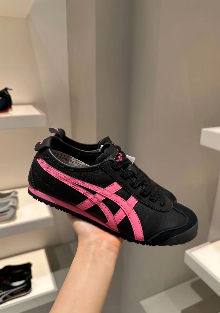 Onitsuka Tiger Mexico 66 black and pink colorway sneakers classic retro ...