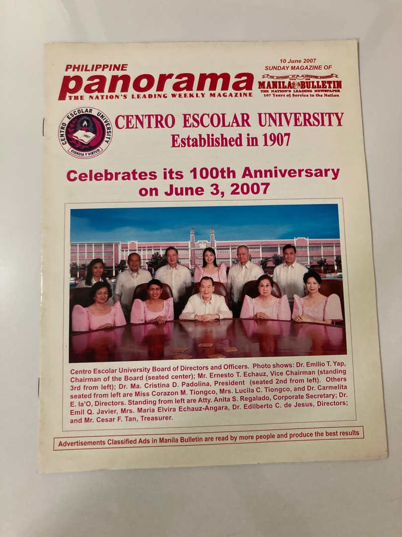Philippine Panorama - Central Escolar 100th anniversary issue (June 10 ...