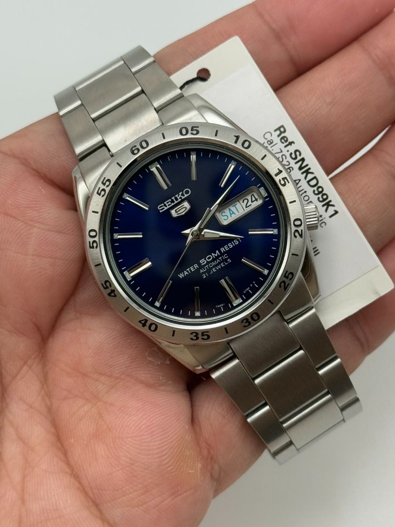 SEIKO 5 Analog Blue Dial Automatic Stainless-Steel Men's Watch, Men's ...
