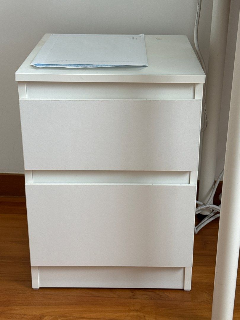 IKEA White 2-Drawer Nightstand, Furniture & Home Living, Furniture ...