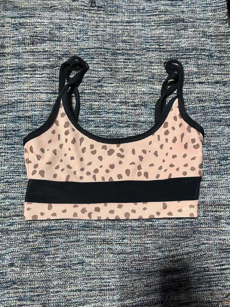 Beach Riot Bikini Ribbed Top in Pink and Black Leopard Print, Women's ...