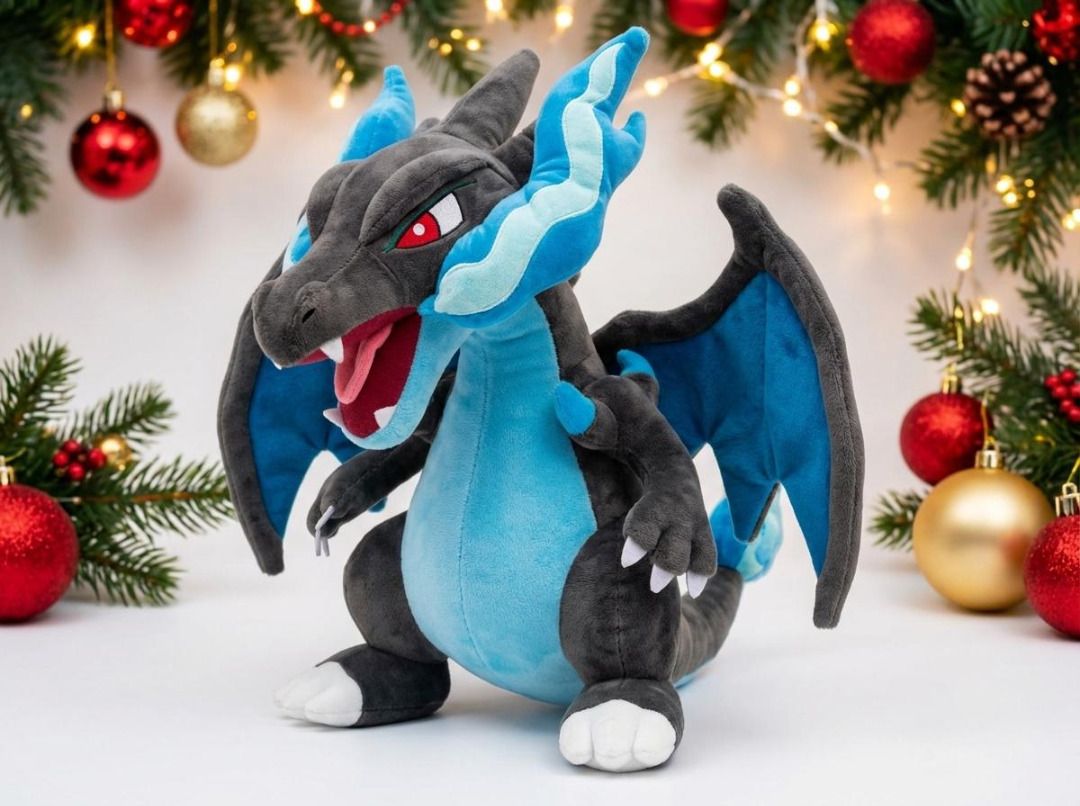 (Christmas Clearance Sale) Pokemon Mega Charizard X Plush Toy, Hobbies ...