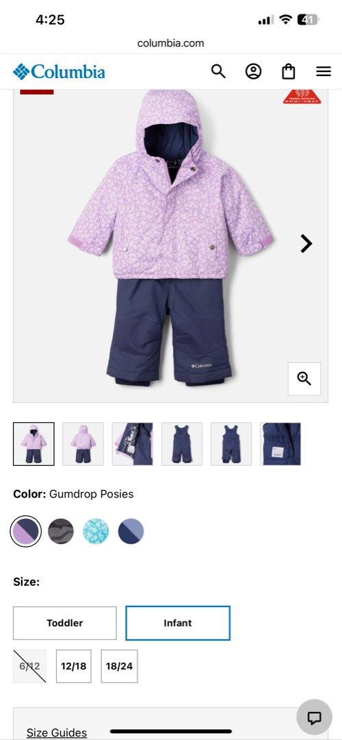 Columbia Infant Snowsuit - 6 to 12 months, Babies & Kids, Babies & Kids ...