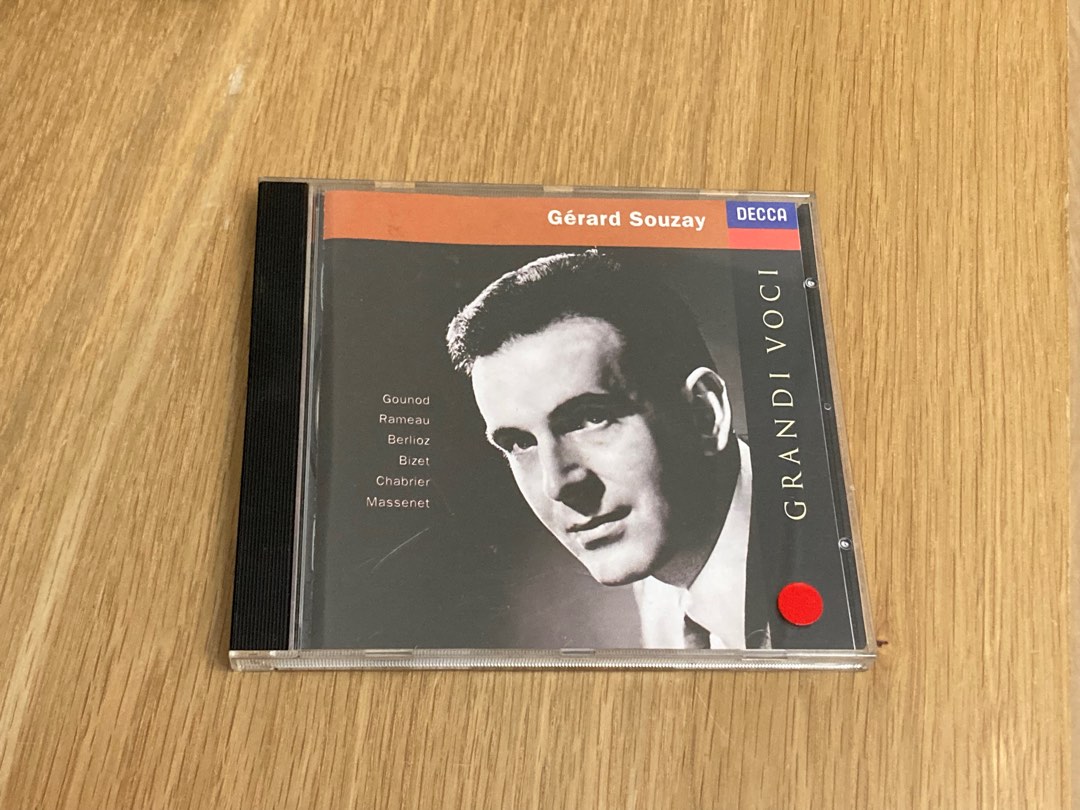 Decca「Grandi Voci」系列的 Gérard Souzay 精選（曲目多為歌劇選段與 Gounod 法語藝術歌曲），單片普通塑膠盒 ...