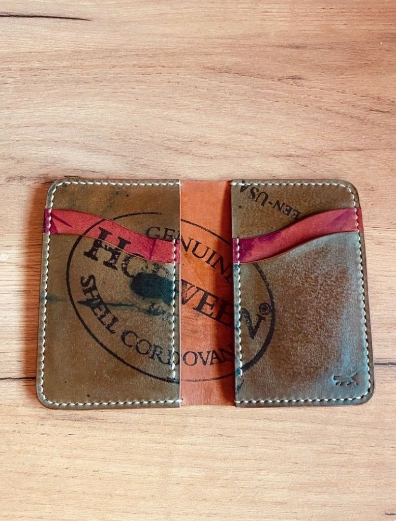 Full leather bifold wallet amaretto horween shell Cordovan, Men's ...