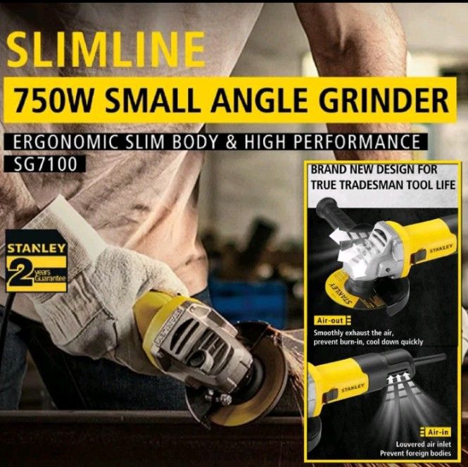 High-Power Angle Grinder | Slim Body 100mm (Grip 179mm) | 12000 RPM ...