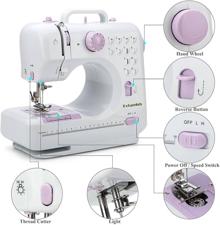 Mini Sewing Machine for Beginner by Potamish - Small Electric Sewing ...