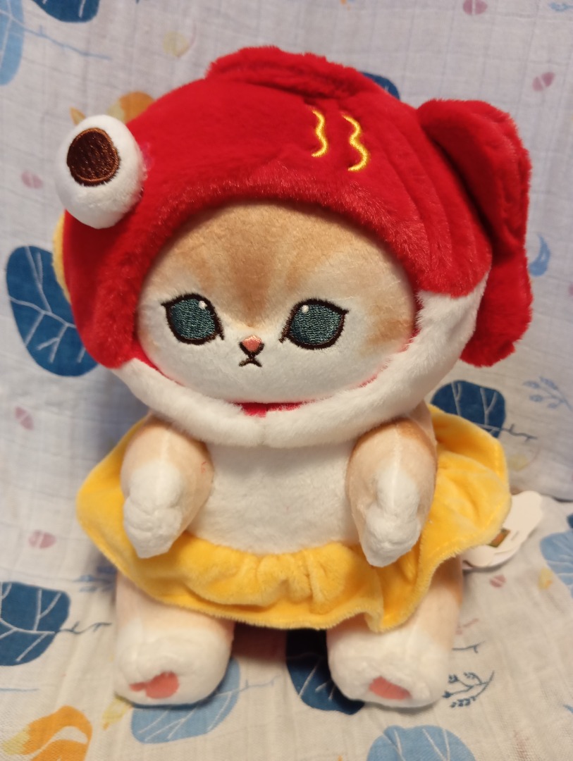 Mofusand Cat Plush with Fish Hat, Hobbies & Toys, Toys & Games on Carousell