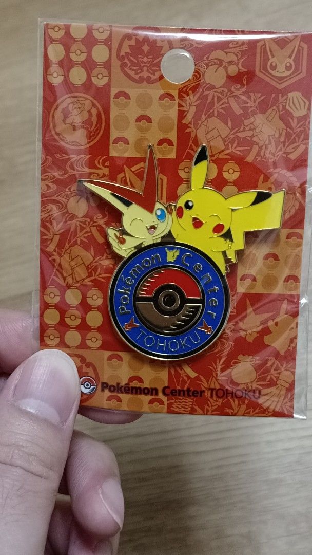 Pokemon Center Tohoku Pin - Pikachu & Victini, Hobbies & Toys, Toys & Games on Carousell