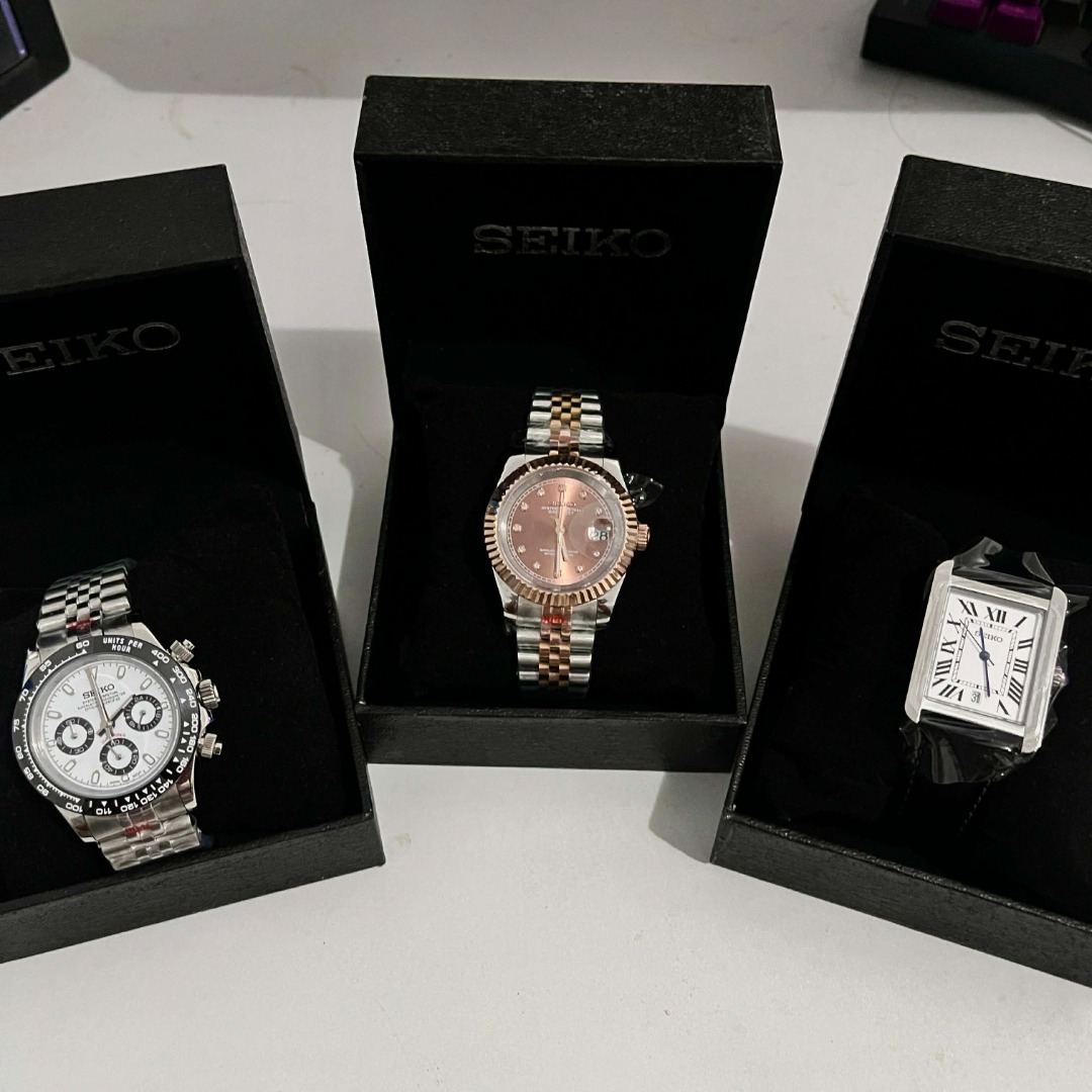 Seiko Mod Watch - Panda - Tank - Datejust Two Tone Rose Gold Choco ...