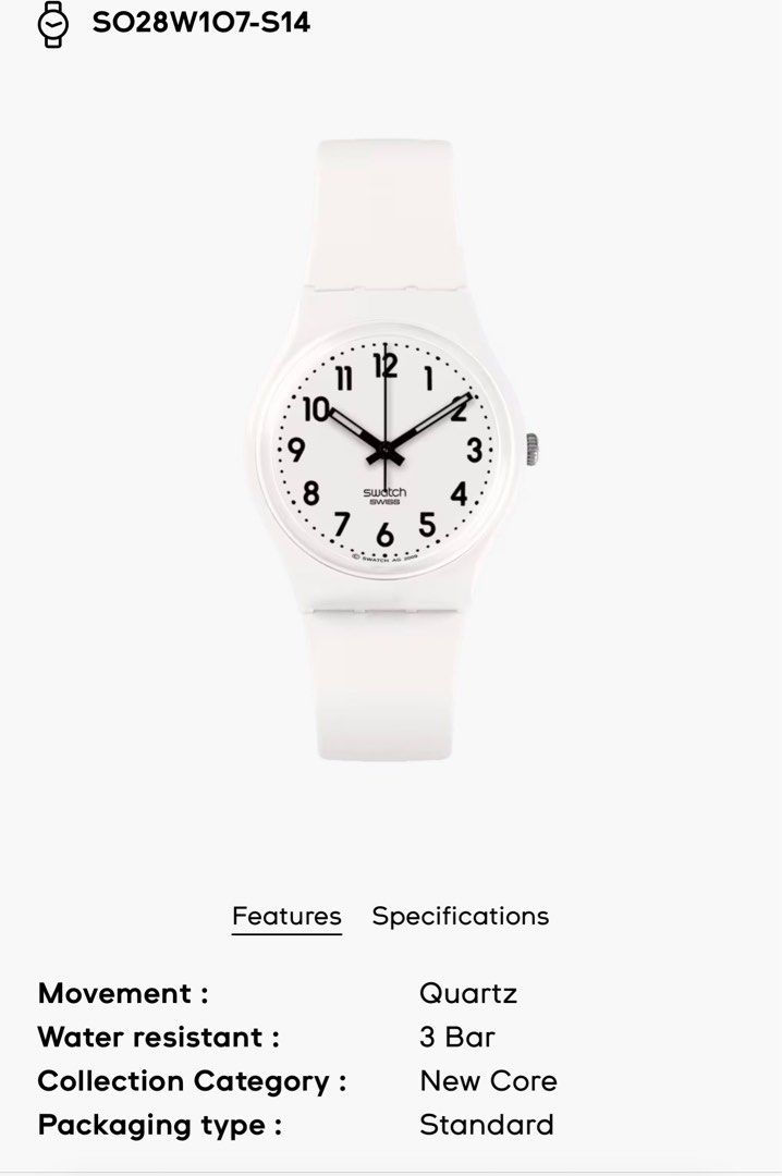 Swatch SO28W107-S14 White Watch, Women's Fashion, Watches & Accessories ...
