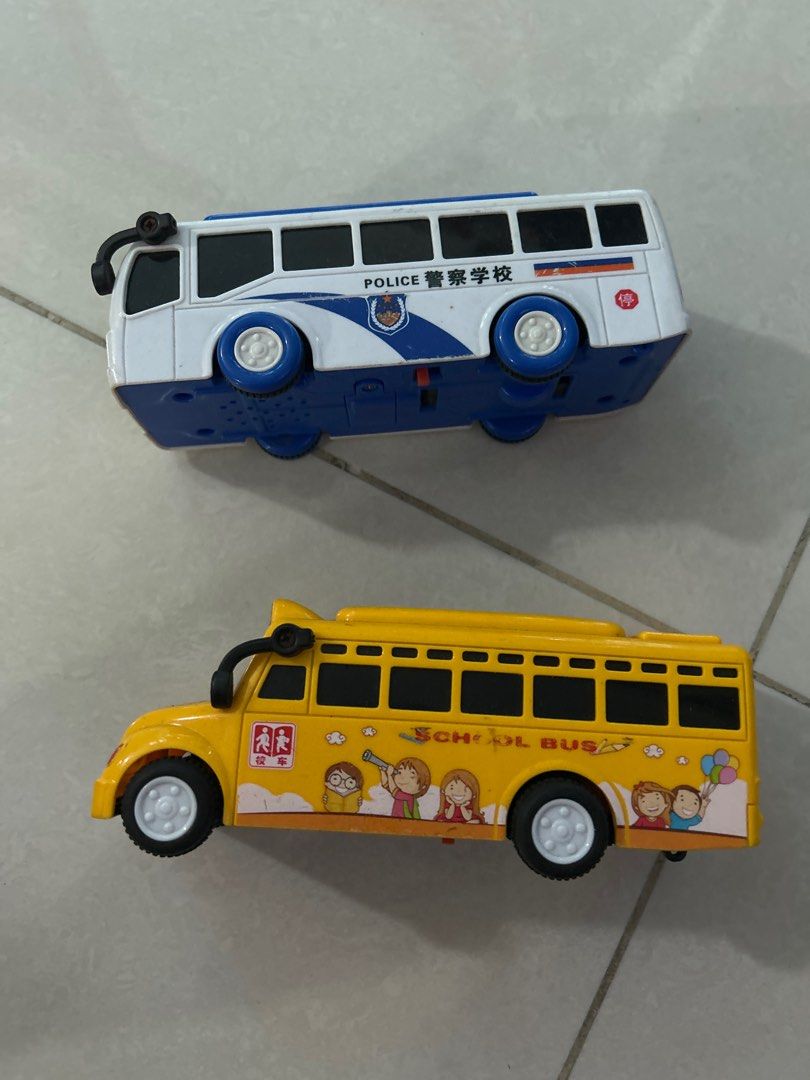 Toy Vehicle Set - School Bus, Fire Truck, Helicopter, Hobbies & Toys, Toys & Games on Carousell