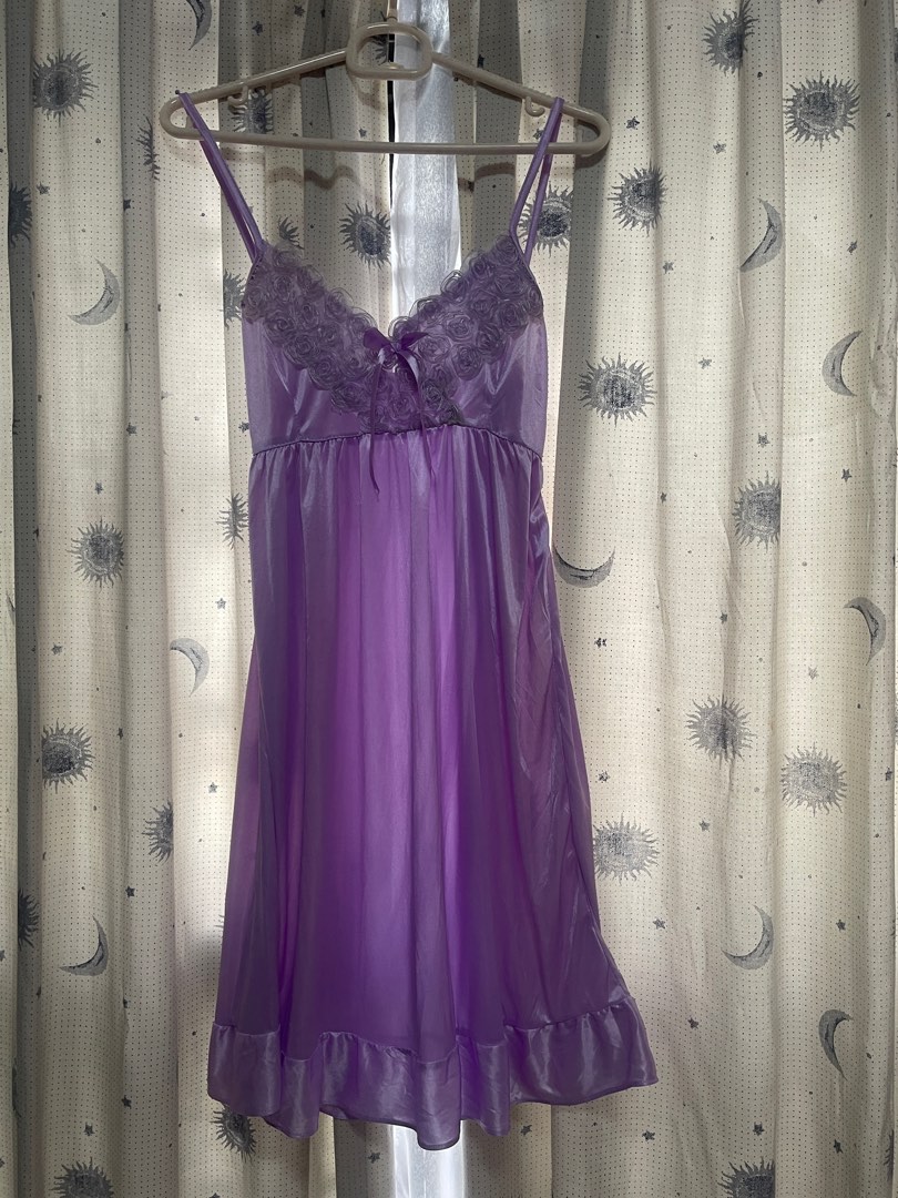 Vintage Satin Nightgown - Purple, Women's Fashion, New Undergarments ...